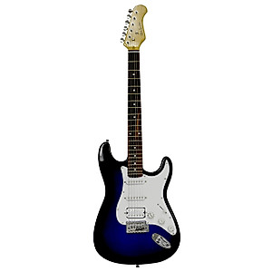 Glen Burton GE101BCO-BLS Electric Guitar Stratocaster-Style Combo with Accessories and Amplifier, Blueburst