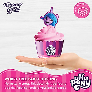 Treasures Gifted Officially Licensed My Little Pony Cupcake Toppers & Wrappers 24ct - My Little Pony Cake Decorations - My Little Pony Cake Toppers - My Little Pony Birthday Party Supplies