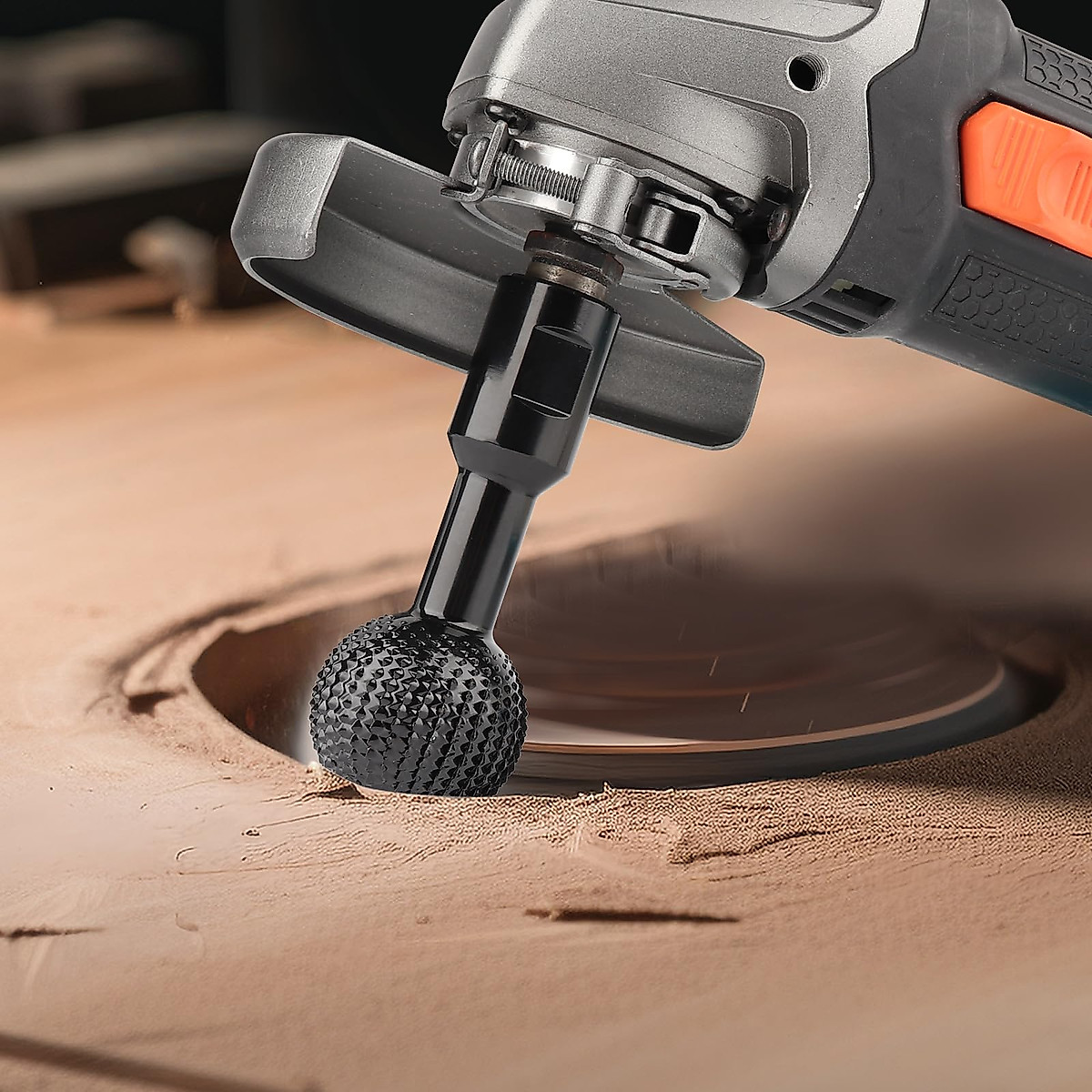 Boounyatin Sphere Rotary Burr with 5/8-11 Threads for 4 1/2 and 5 Inch Angle Grinder, Ball Gouge Angle Grinder Attachments Power Carving Tools for Woodworking Polishing Engraving