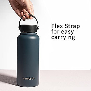 Insulated Water Bottle with Straw, YONICOER 40Oz Stainless Steel Thermo Flask, Double Walled Vacuum Tumbler with 3 Leak-Proof Lids, Metal Water Bottle for School, Sports, Gym, Travel