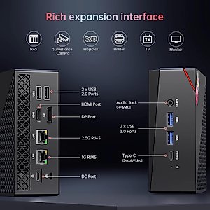 ACEMAGICIAN Dual LAN Mini PC,AMD Ryzen 7 5700U (8C/16T,up to 4.3Ghz) 16GB DDR4 512GB SSD, Mini Computers 4K@60Hz Triple Display Desktop Portable WiFi 6/Bluetooth 5.2