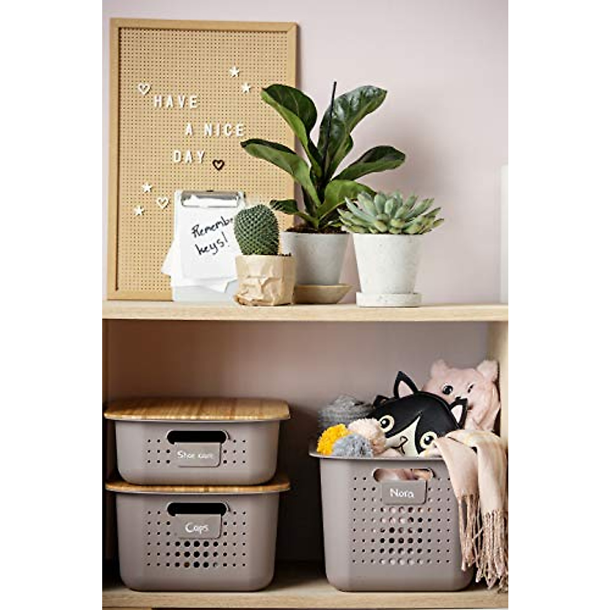 SmartStore Basket Bamboo Lid Colour, One Size