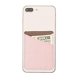 lenoup PU Leather Stick on Cell Phone Wallet,Cell Phone Card Holder Phone Pocket for Credit Card, Business Card ID and Keys(Beige)