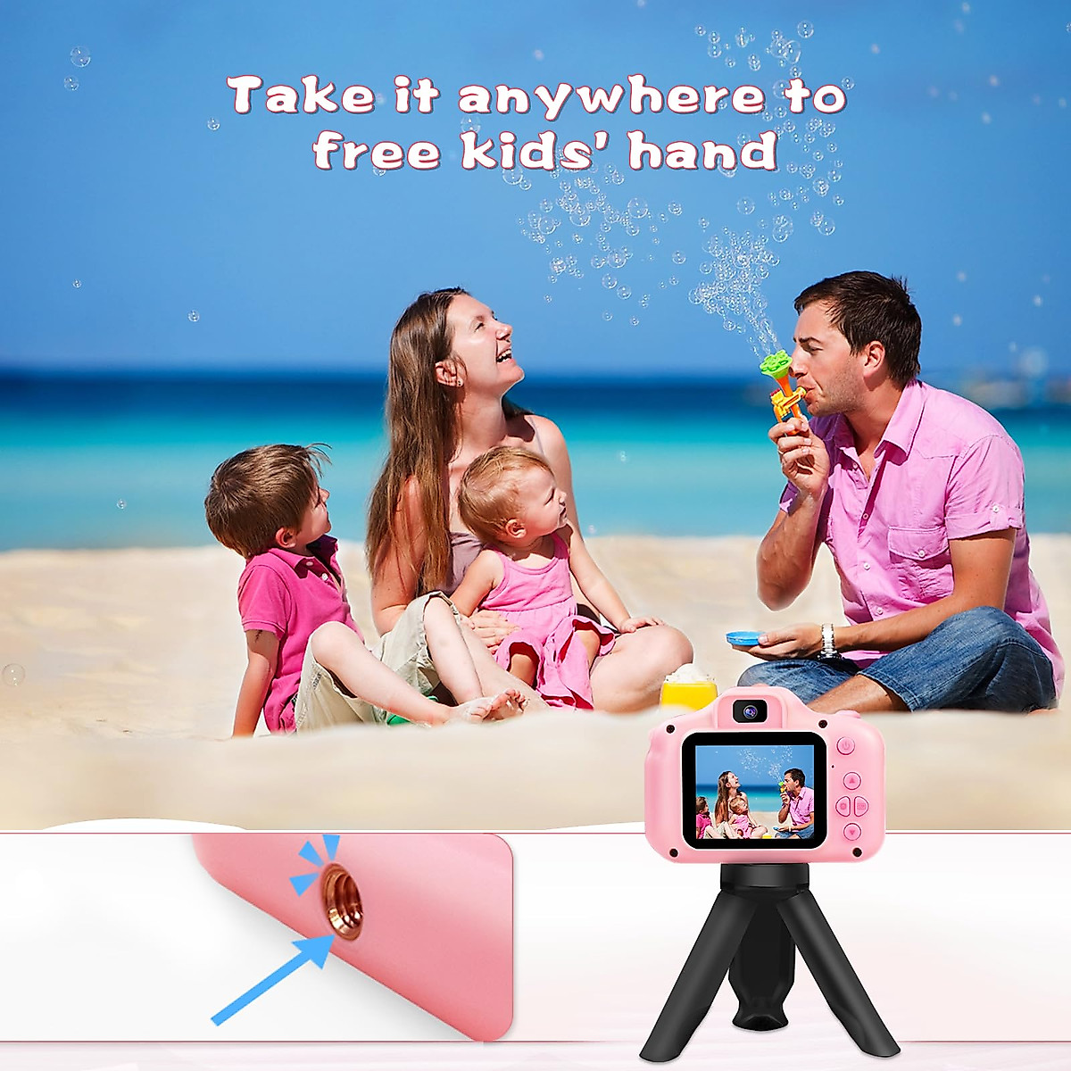 PROGRACE Mini Tripod for Kids Waterproof Camera Dual Selfie Kids Digital Camera Flexible Tripod Action Camera Grip Stability Lightweight Tripod