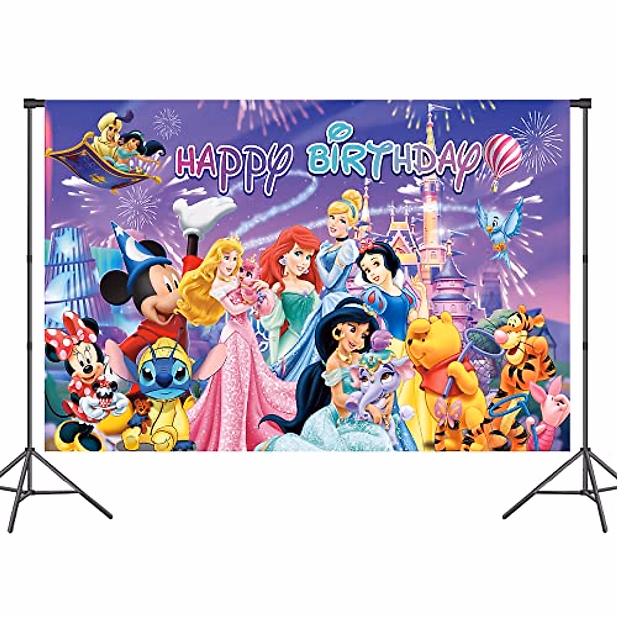 Princess Girls Birthday Backdrop- Purple Princess Theme Photography Background Baby Shower Party Supplies Happy Birthday Decoration Background (6x4FT)