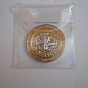 Equinox MR Commemorative Knights Templar Cross Masonic Freemason Golden Tone Coin + Case (Listing O...