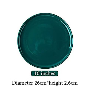 KOWMcp Dinner Plates Green Ceramic Plate Fruit Salad Sushi Dessert Plate Round Serving Tray Decorative Porcelain Tableware Dinner Sets Dishes (Color : 10 inch)