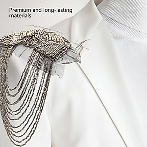 2 Pcs Blazer Metal Tassel Epaulet Beaded Badge with Pins Beads Shoulder Jewelry Epaulettes Men and Women Uniform Accessories