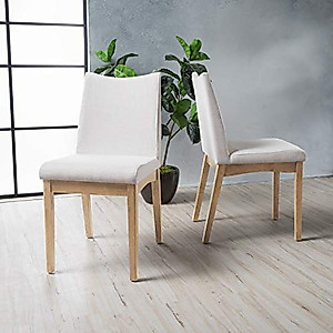 Christopher Knight Home Ignativs Fabric Dining Chair (Set of 2), Light Beige and Oak