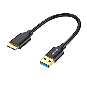 USB 3.0 to Micro B Cable 1 Feet, USB Type A to Micro B Cord Male to Male with Gold-Plated Connector Compatible with Hard Drive, Samsung Galaxy S5, Note 3, Camera and More