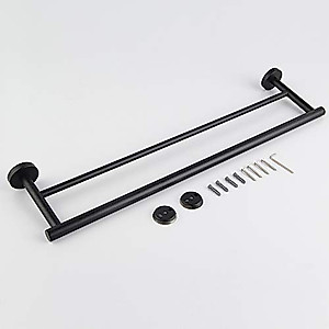 24-Inch Double Towel Bar Stainless Steel Hand Towel Rack for Bathroom Matte Black Contemporary Style Wall Mount