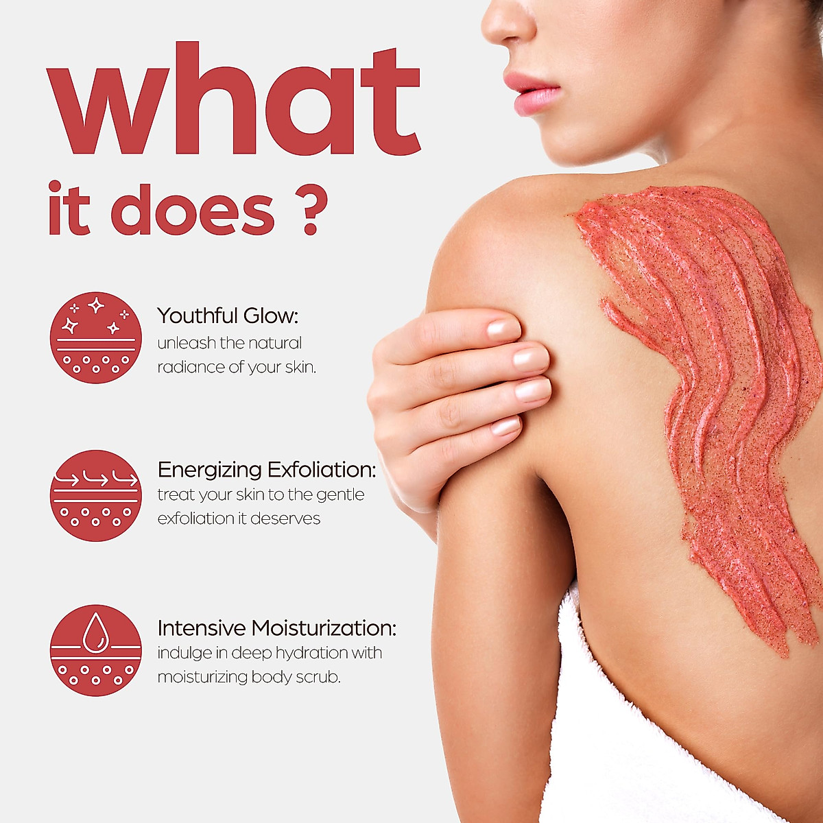 Body Scrub – Moisturizing and Softening with Nourishing Body Oils -Exfoliating Salt Scrub For Body - Win Against Aging, Acne, Eczema, Psoriasis & Dead Skin Scars- 10 oz (Pomegranate)