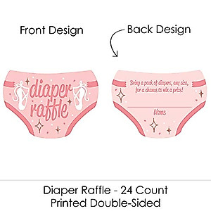 Big Dot of Happiness Tutu Cute Ballerina - Diaper Shaped Raffle Ticket Inserts - Ballet Baby Shower Activities - Diaper Raffle Game - Set of 24
