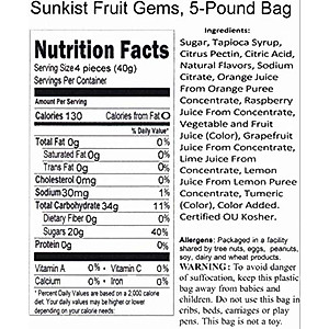 Sunkist Fruit Gems, 5-Pound Bag