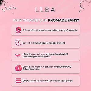 LLBA Promade Fans | Handmade Volume Eyelashes | Multi Selections From 3D To 16D | C CC D DD L M Curl | Thickness 0.03 ~ 0.1 mm | 8 - 20mm Length | Long Lasting | Easy Application (10D-0.03 D 11 mm)