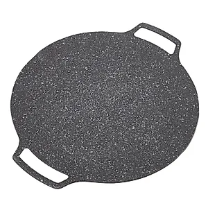 Korean BBQ Grill Pan, Camping Stove and IH Stove Round Griddle with Multi Layers Coating Non-stick Coating frying Pan for Stove Top (Gas Type 33cm)