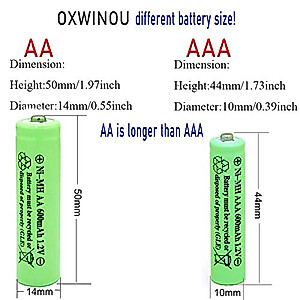 OXWINOU AA Ni-MH 600mAh 1.2V Rechargeable Battery for Outdoor Solar Lights,Garden Lights, Remotes, Mice (Green 4 PCS)