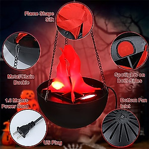Baquler 2 Pcs Halloween 3D Fake Fire Light 110v Artificial Hanging LED Flame Light Realistic Campfire Halloween Lamp Prop Flame Light for Christmas, New Year, Festival, Night Club, Party Decor