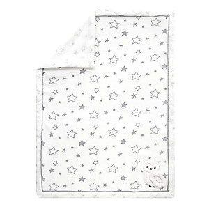 Lambs & Ivy Luna Gray/White Stars with Appliqued Owl Luxury Soft Baby Blanket, 30x40 Inch (Pack of 1) (740034)