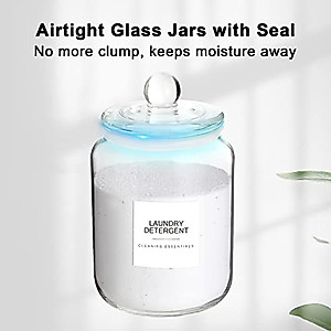 Mustry Glass Jars for Laundry Room Organization Jars Half Gallon Laundry Storage Glass Containers with Labels Organization with Lid for Laundry Detergent Laundry Pods Container, 2 Jars