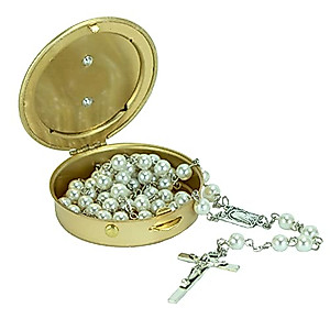 Cathedral Art Confirmation Pearl Rosary and Keepsake Box Gift Set, Confirmation Gifts for Boys and Girls, by Abbey & CA Gift, White