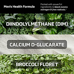 DIM 300mg for Men, Estrogen Blocker & Aromatase Inhibitor | Extra Strength Men’s Hormone Balance & Wellness Support Supplement with Diindolylmethane Plus CDG & Sulforaphane | Gluten-Free | 60 Ct.