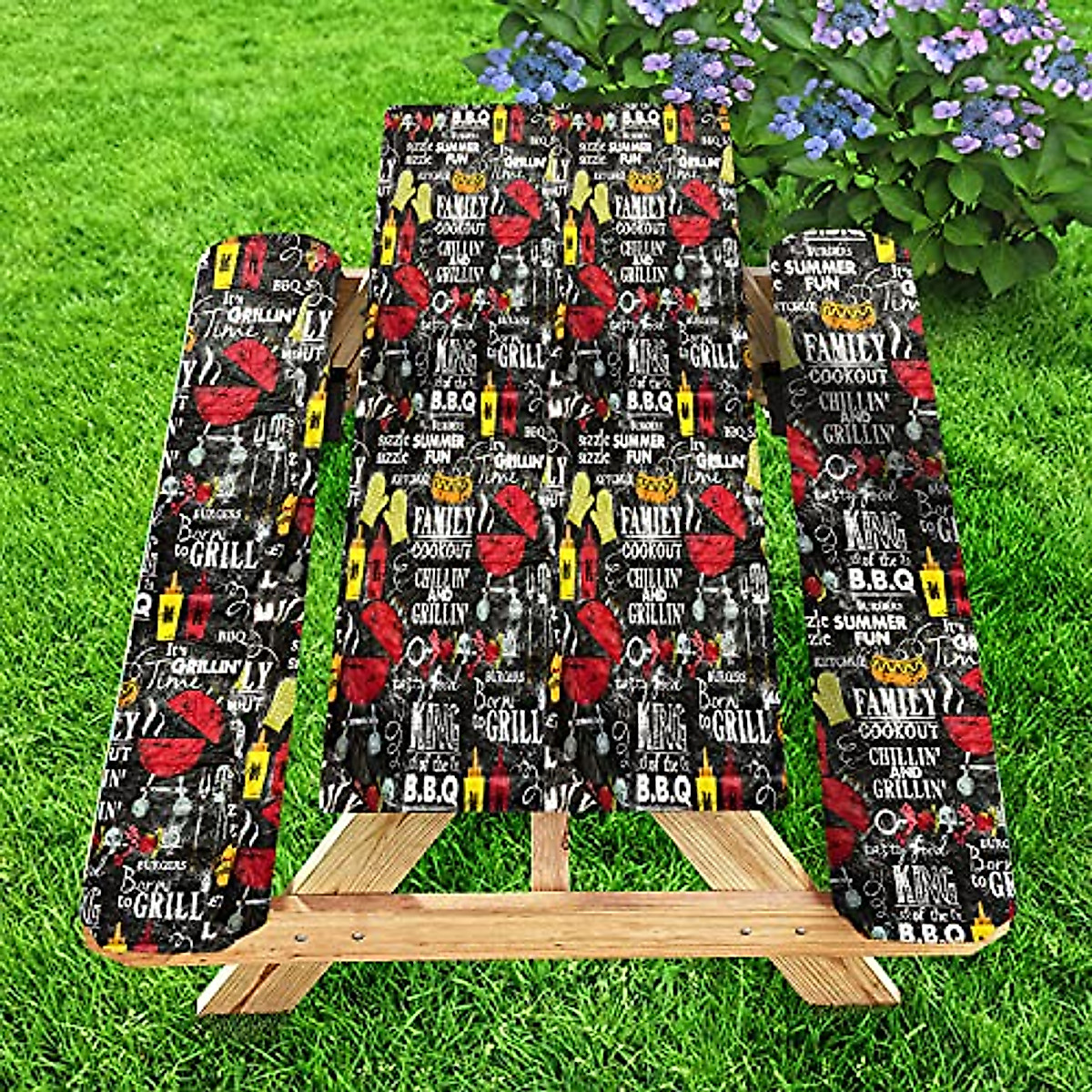CT DISCOUNT STORE 3 Pc Picnic Table Cover Outdoor - Including The 2 Bench Seats with Elastic Edges - Versatile Color Scheme That's Reflective of The Summer Season - Family Chill and Grill BBQ