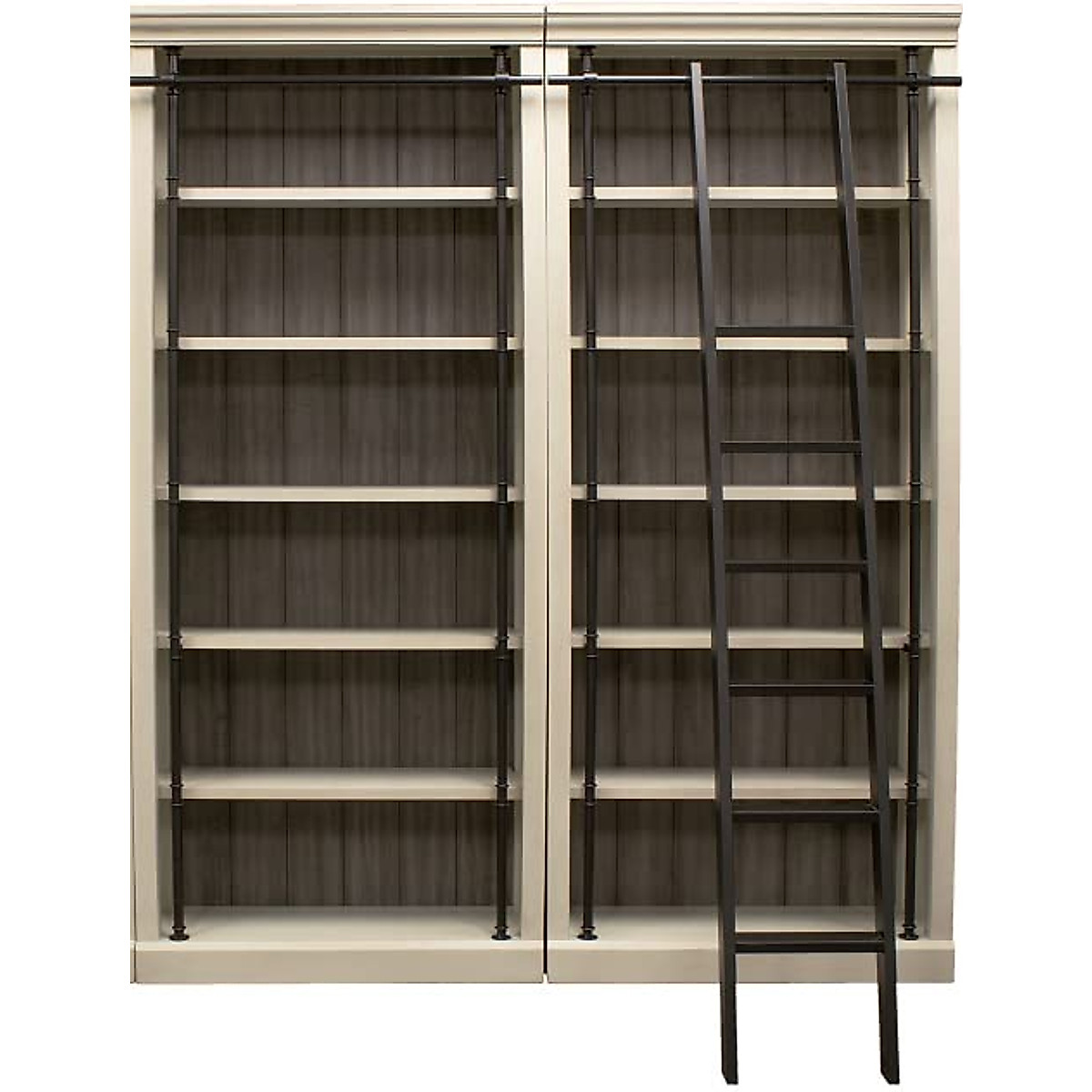Martin Furniture Fully Assembled 8' Tall Bookcase Wall with Ladder Aged Chateau White (IMTE4094WKIT2PC)