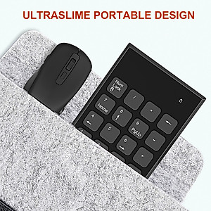 Wireless Number Pad and Mouse, 19 Keys Portable Ultra Slim 2.4GHz 10 Key USB Keypad and 3 Adjustable DPI Silent Mouse Set for Laptop, Notebook, Desktop, PC Computer - Use One USB Receiver