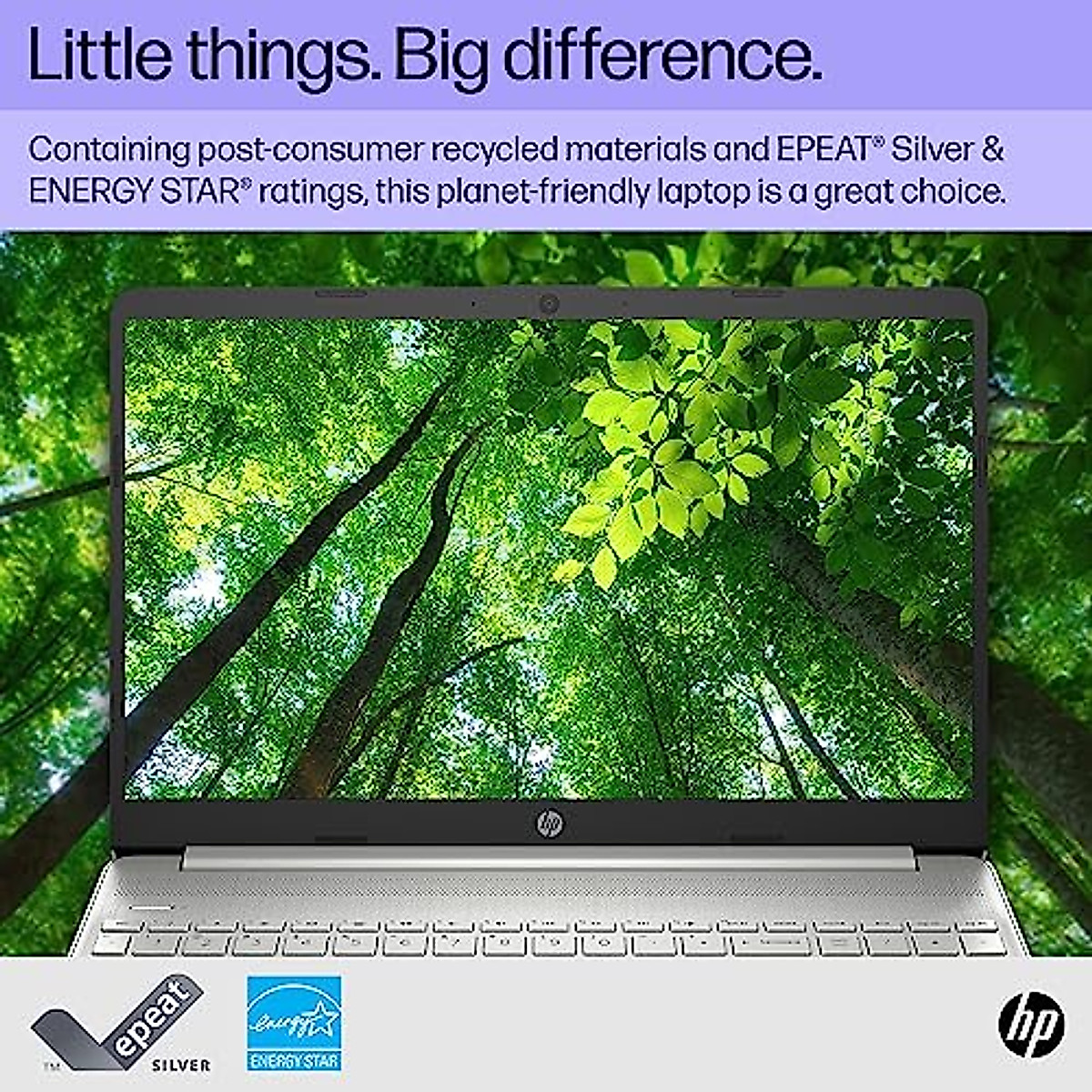 HP 15 inch Laptop, HD Display, AMD Ryzen 5 5500U, 8 GB RAM, 256 GB SSD, AMD Radeon Graphics, Windows 11 Home, 15-ef2099nr (2023),Silver