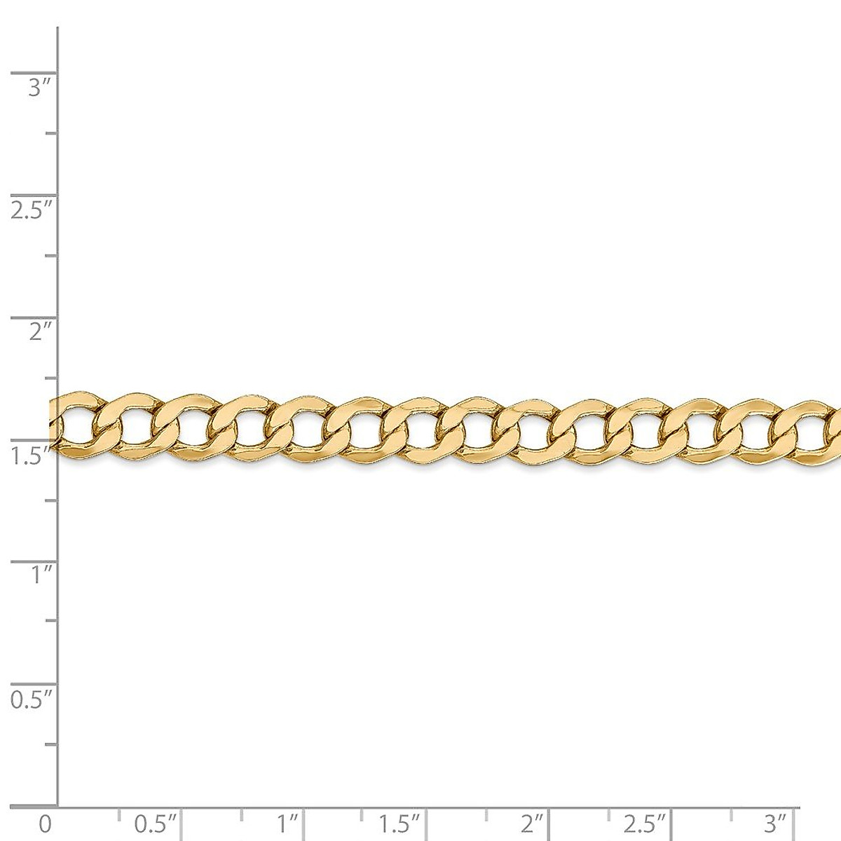 Sonia Jewels 14k Yellow Gold 6.5mm Curb Cuban Link Chain Bracelet - with Secure Lobster Lock Clasp 8"