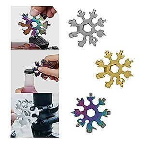 Acxico 3Pcs 18 In 1 Stainless Tool MultiTool Portable Snowflake Shape Key Chain Screwdriver