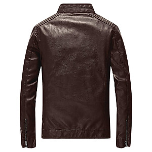 Fairylinks Leather Jacket Men Lightweight Bomber Jackets and Coats, Coffee, Medium