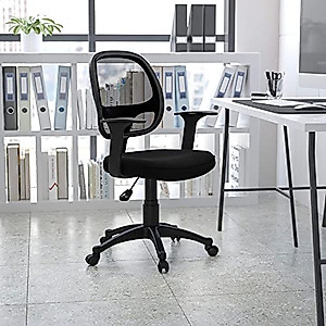 Flash Furniture Mallard Mid-Back Black Mesh Swivel Ergonomic Task Office Chair with T-Arms - Desk Chair