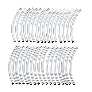 Honbay 50PCS Metal Long Tube Beads Silver Plated Curved Noodle Tube Spacer Beads for Jewelry Craft Making (3x50mm)
