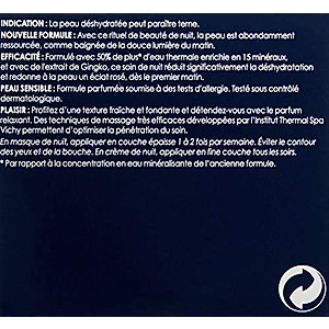 Vichy Aqualia Thermal Spa Face Night Cream and Overnight Mask with Hyaluronic Acid, Moisturizer for Face and Neck, Moisturizing Night Time Anti Wrinkle Cream, Light Scent, Paraben Free