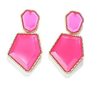 KELMALL Geometric Transparent Resin Statement Earrings for Women Exaggerated Vintage Irregular Drop Dangle Earrings
