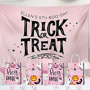 16 Pcs Halloween Party Gifts Bags Boo Gift Bags Pink Halloween Candy Bags Treat Bags Boo Theme Birthday Party Supplies for Halloween Party Favors