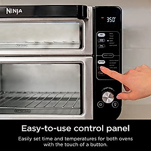 Ninja DCT401 12-in-1 Double Oven with FlexDoor, FlavorSeal & Smart Finish, Rapid Top Oven, Convection and Air Fry Bottom Oven, Bake, Roast, Toast, Air Fry, Pizza and More, Stainless Steel