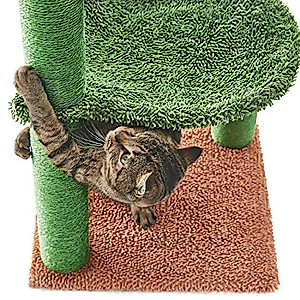 Catinsider 35 Inches Cactus Cat Tree with Hammock and Full Wrapped Sisal Scratching Post for Cats Brown Large