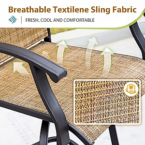 Devoko Patio Swivel Bar Set 3 Pieces Patio High Top Bar Table and Stools Chairs Set Textilene Sling Fabric Outdoor Bar Stools Set of 2 for Garden, Balcony