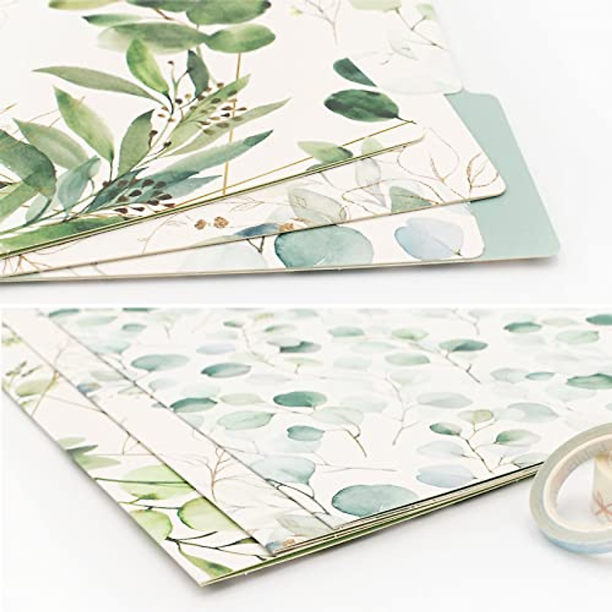 bloom daily planners Decorative File Folders - Set of Six Letter Size (8.5” x 11”) Organizers, 1/3 Cut Tabs - Assorted Designs - Eucalyptus