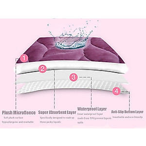 Liveinu Plush Fleece Incontinence Underpads Waterproof Reusable Incontinence Bed Pad Washable Incontinence Underpads 8 Cups Absorbency Mattress Protector for Adults, Kids and Pets Pink 35"x47"
