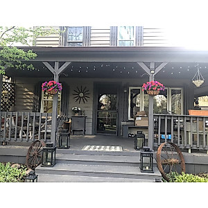 Artificial Fake Fall Hanging Flowers Plants Basket for Outdoor Autumn Decor, Faux Silk Bougainvillea Flowers in Planter Look Real UV Resistant Faux Flowers Arrangement for Porch Home Patio Garden, Red