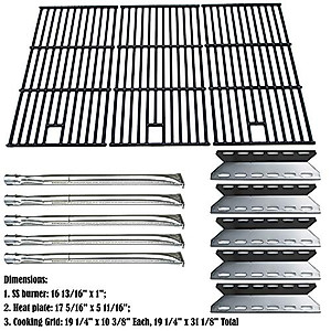 Direct Store Parts Kit DG108 Replacement for Nexgrill 720-0025 Gas Grill Burner, Heat Plate, Cooking Grid (Stainless Steel Burner + Porcelain Steel Heat Plate + Porcelain Cast Iron Cooking Grid)