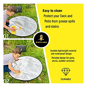36" Round Fire Pit Mat with Durable Triple Layer Protective Pad, Heat Resistant Fireproof Grill mats for Outdoor Grill Useful for Under Grill mat, Protect Deck, Patio & Grass