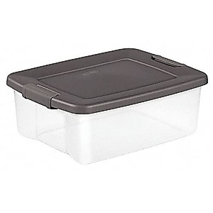 MDMprint Clear/Gray Storage Tote 19 7/8 in x 15 1/2 in x 7 3/4 in H, 1 PK