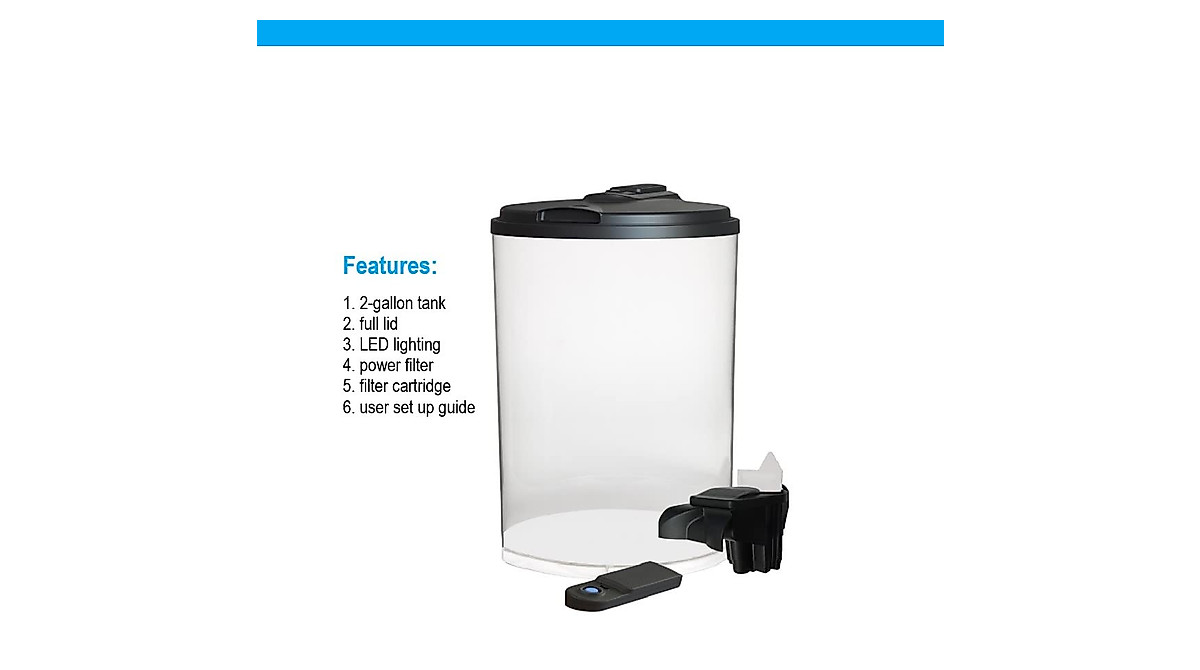 Koller AquaView 2-Gal 360 Aquarium | LED Light & Power Filter