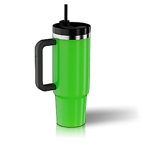 YOUEXPERT 30oz Tumbler with Handle, 30 oz Tumbler with Handle and Straw, Stainless Steel Vacuum Insulated Tumbler for Water, Iced Tea or Coffee-Neon Green