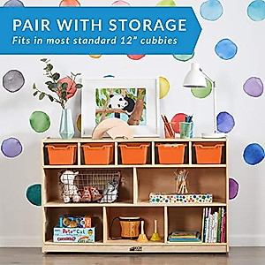 ECR4Kids Scoop-Front Storage Bins, Easy-to-Grip Design Storage Cubbies, Kid Friendly and Built to Last, Pairs with ECR4Kids Storage Units, 10-Pack, Orange